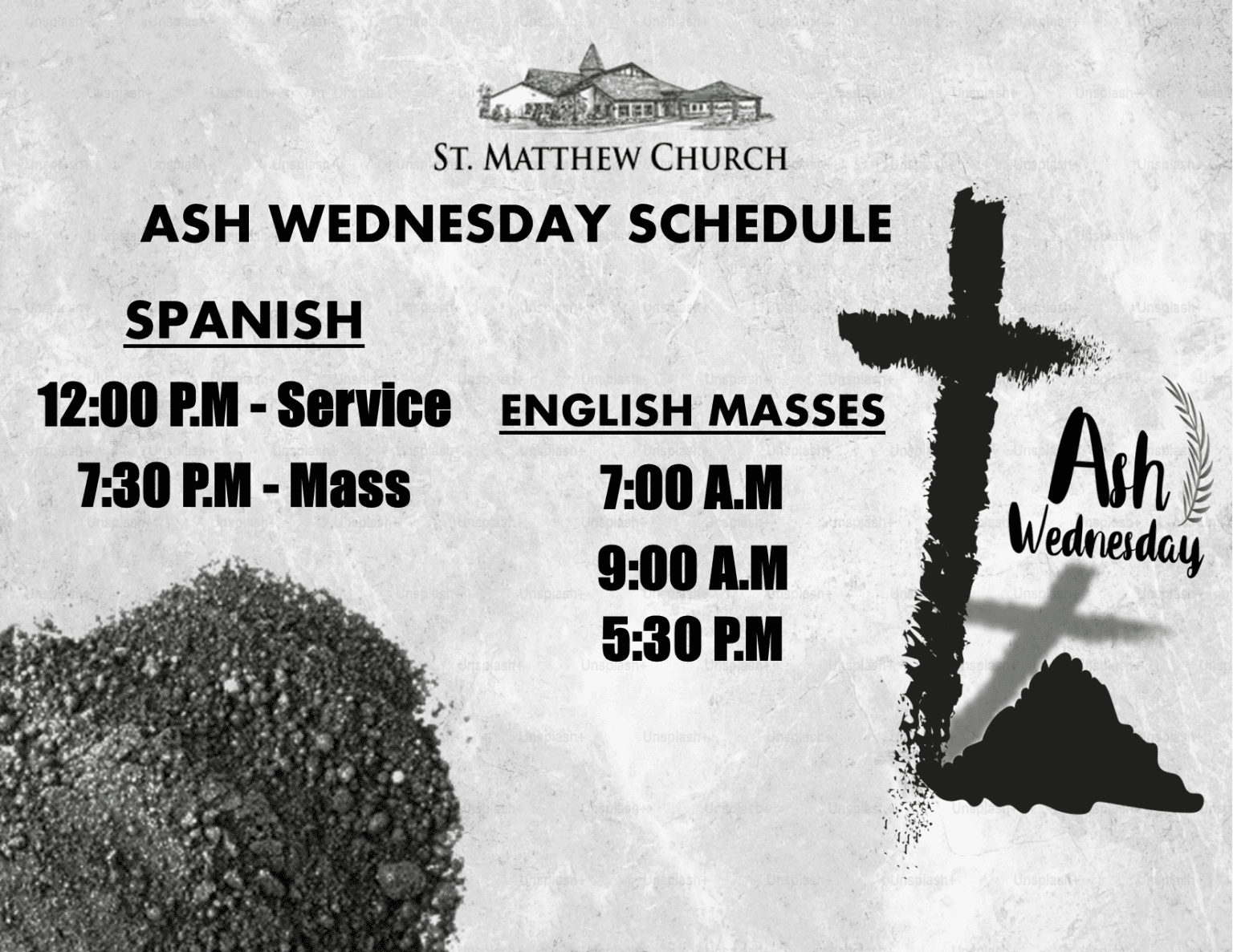 Ash Wednesday Schedule – St Matthew Church